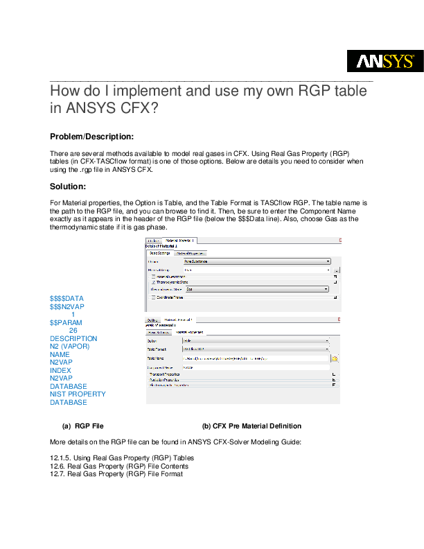 (PDF) How do I implement and use my own RGP table in ANSYS CFX