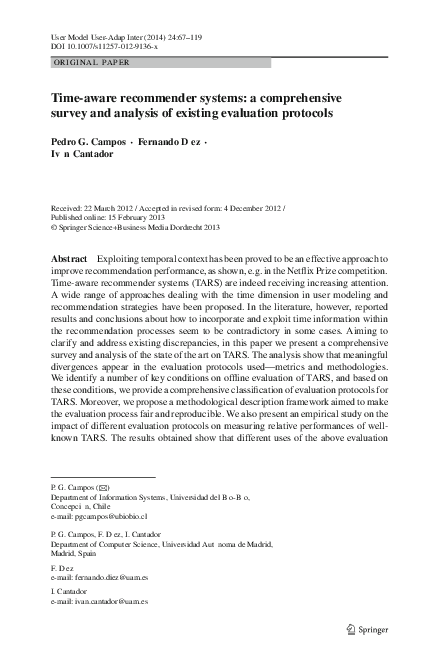 (PDF) Time-aware recommender systems: a comprehensive survey and analysis of existing evaluation ...