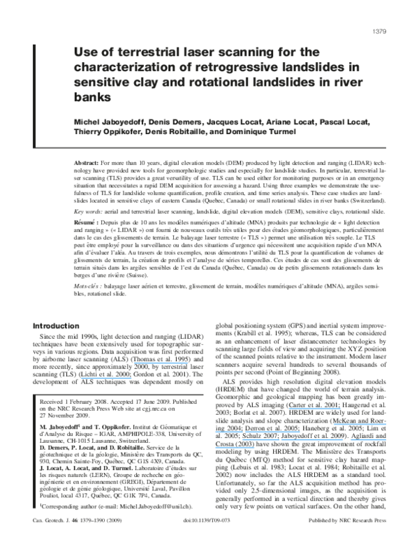Pdf 3d Modeling For Documentation And Monitoring Of Landslide Risk A