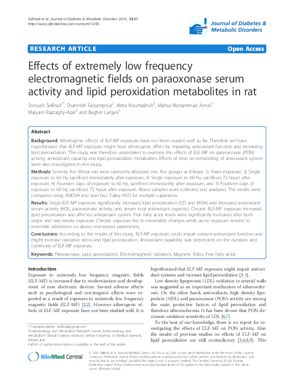 (PDF) Effects of extremely low frequency electromagnetic radiation on ...
