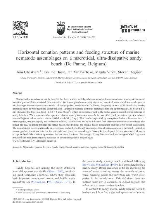(PDF) Horizontal zonation patterns and feeding structure of marine ...