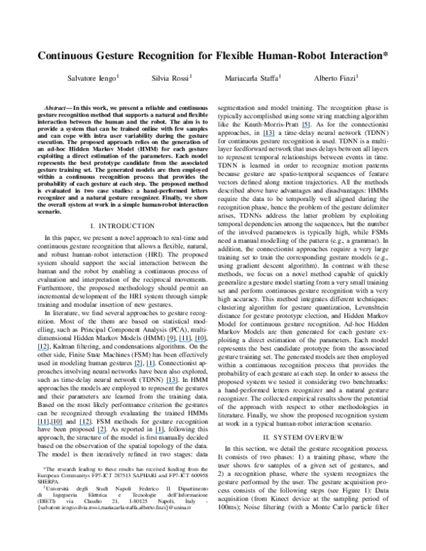 (PDF) Continuous gesture recognition for flexible human-robot interaction