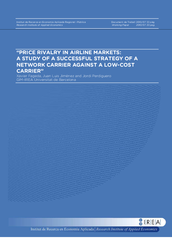(PDF) Price rivalry in airline markets: a study of a successful ...