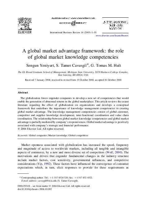 A global market advantage framework: the role of global market ...