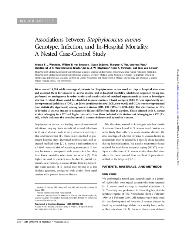 (PDF) The association between pathogen factors and clinical outcomes in patients with ...