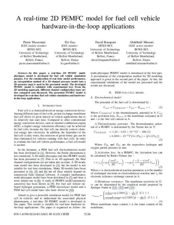 (PDF) A real-time 2D PEMFC model for fuel cell vehicle hardware-in-the ...