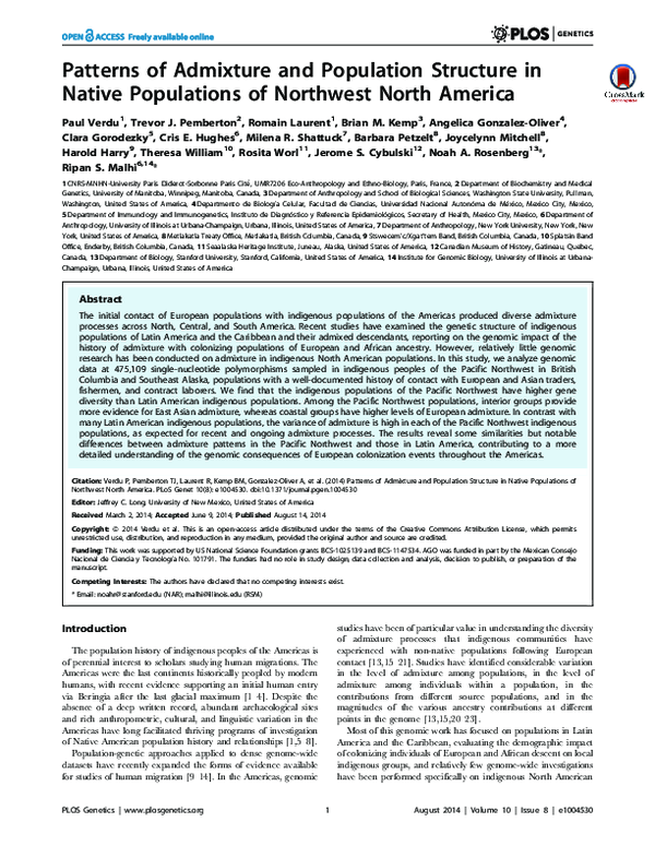 (PDF) Patterns of Admixture and Population Structure in Native ...