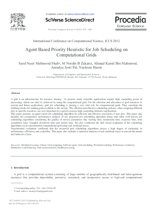 (PDF) Agent Based Priority Heuristic for Job Scheduling on Computational Grids
