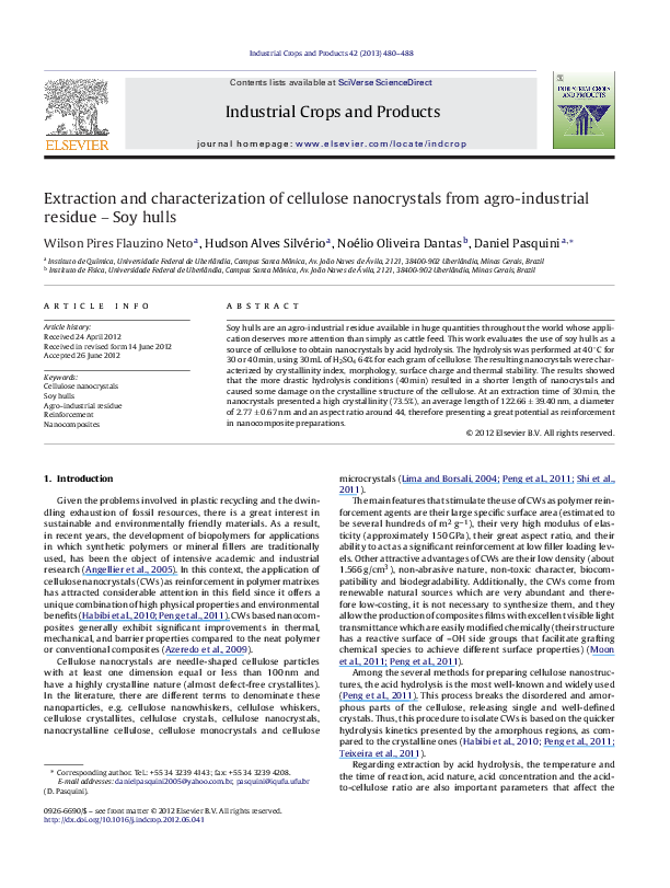 (PDF) Extraction and Characterization of Cellulose from Empty Fruit ...