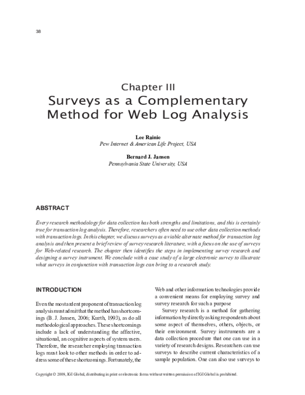 (PDF) Surveys as a Complementary Method for Web Log Analysis