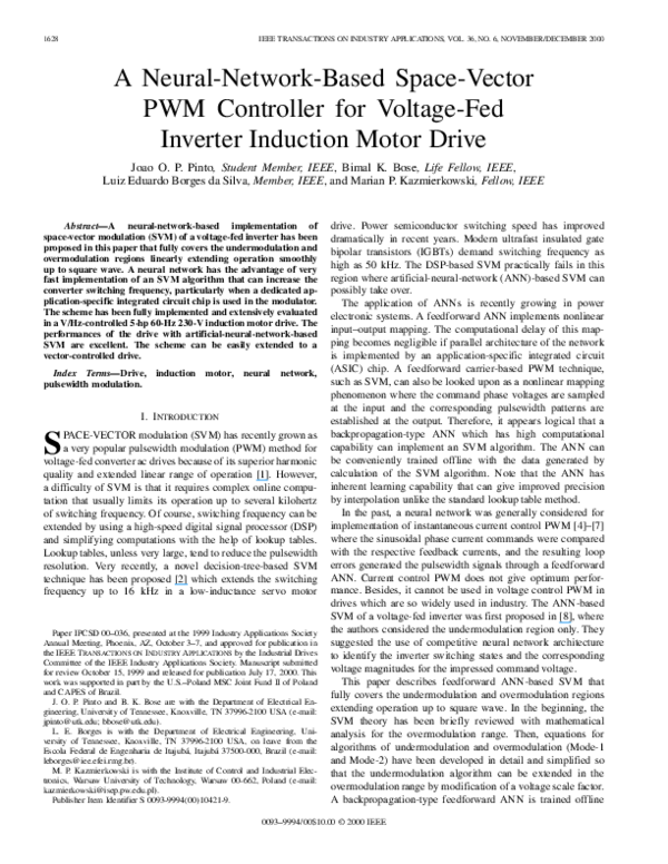 (PDF) A neural-network-based space-vector PWM controller for voltage-fed inverter induction ...