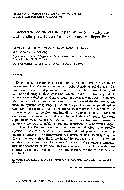 (PDF) Observations on the elastic instability in cone-and-plate and ...