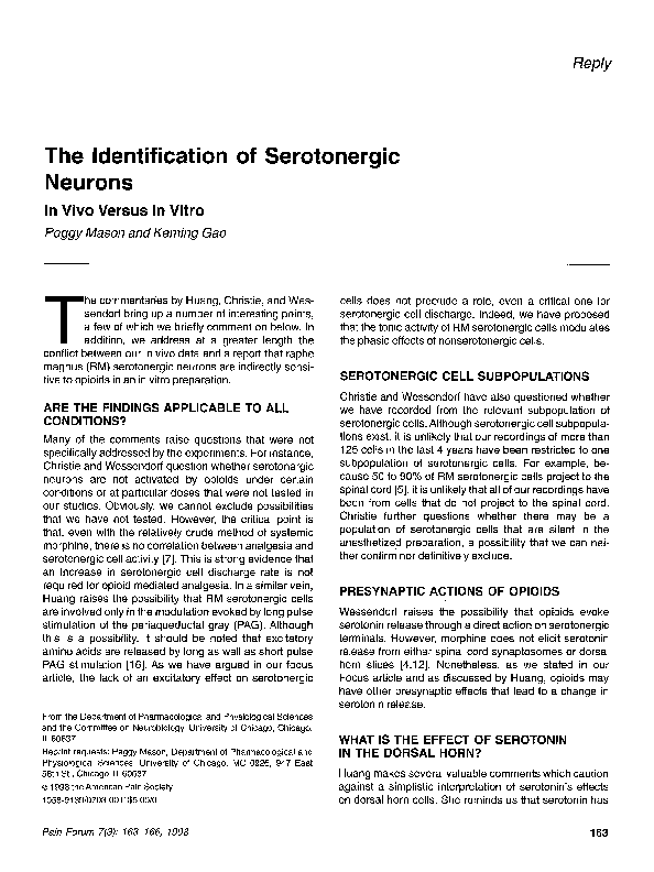 (PDF) The identification of serotonergic neurons