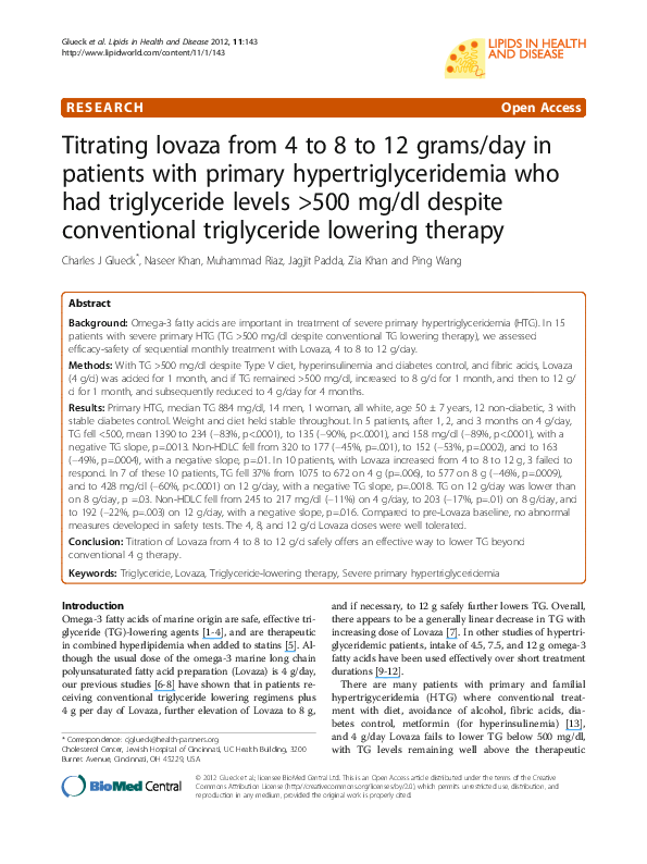 (PDF) Titrating lovaza from 4 to 8 to 12 grams/day in patients with ...