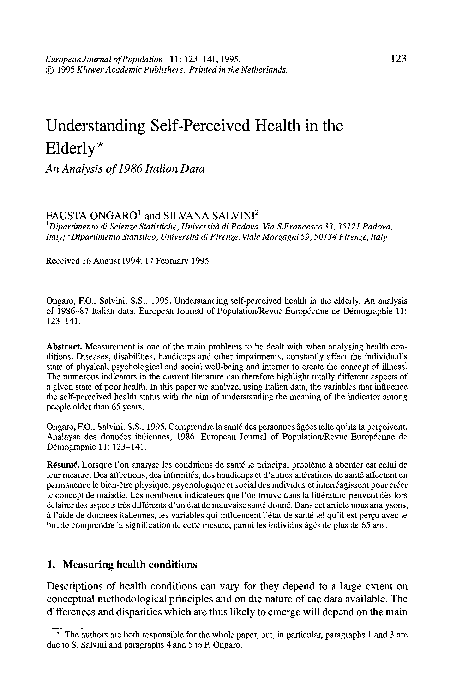 (PDF) Understanding self-perceived health in the elderly
