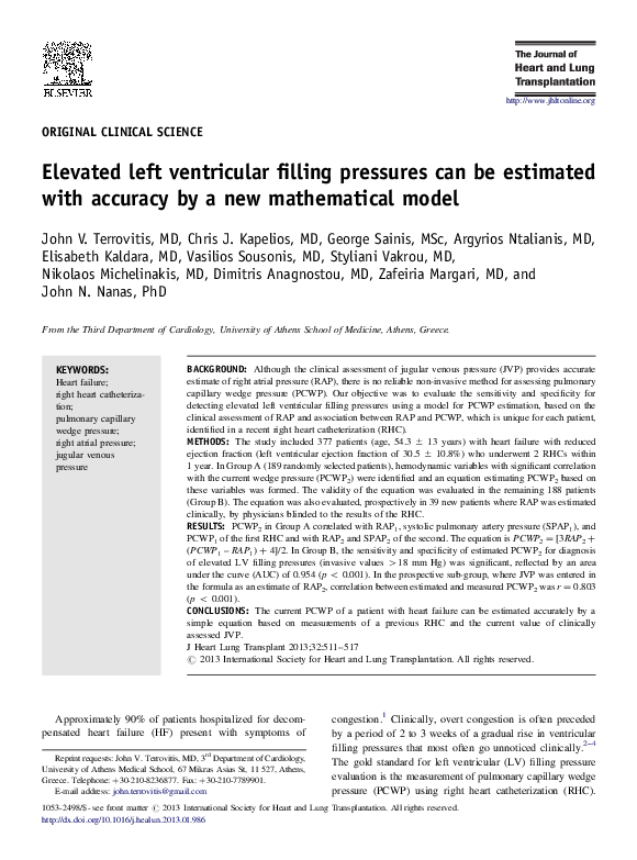 (PDF) Elevated left ventricular filling pressures can be estimated with ...