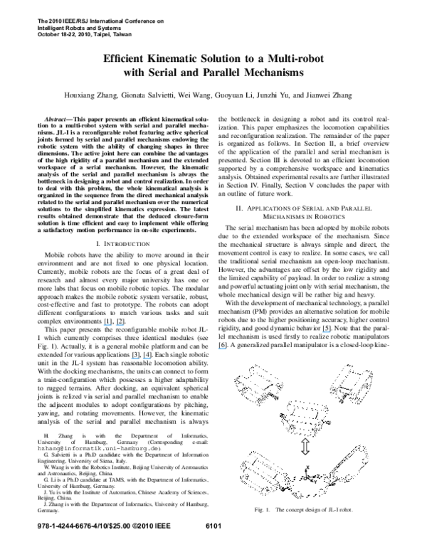 (PDF) Efficient Kinematic Solution to a Multi-robot with Serial and Parallel Mechanisms