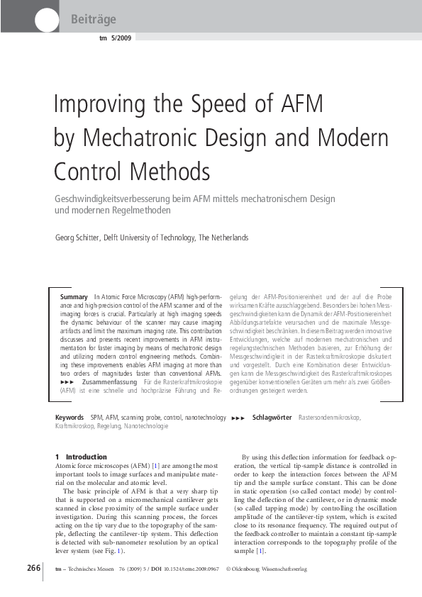 (PDF) Improving the Speed of AFM by Mechatronic Design and Modern ...
