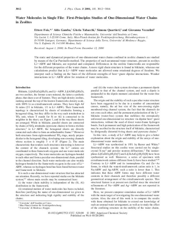 (PDF) Water molecules in single file: first-principles studies of one ...