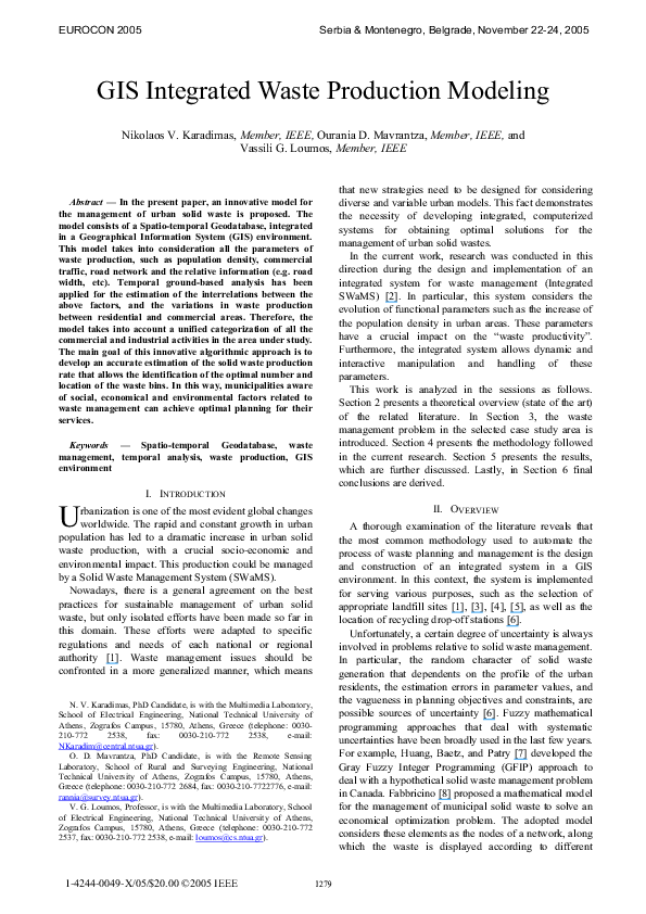 (PDF) GIS Integrated Waste Production Modeling