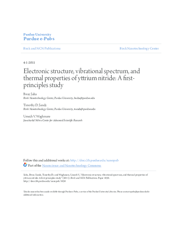 (PDF) Electronic structure, vibrational spectrum, and thermal ...