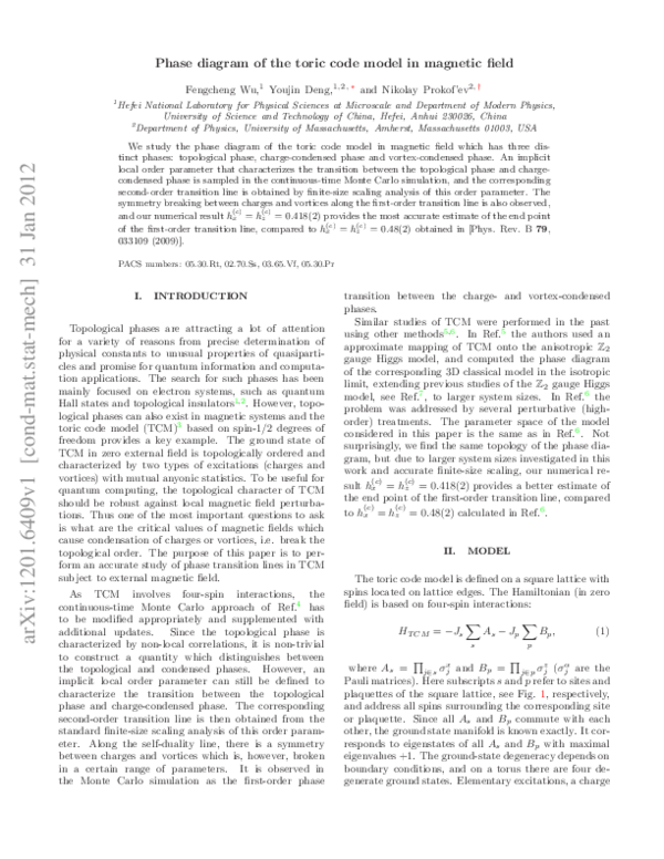 (PDF) Phase diagram of the toric code model in a parallel magnetic field