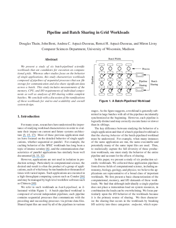 (PDF) Pipeline and batch sharing in grid workloads