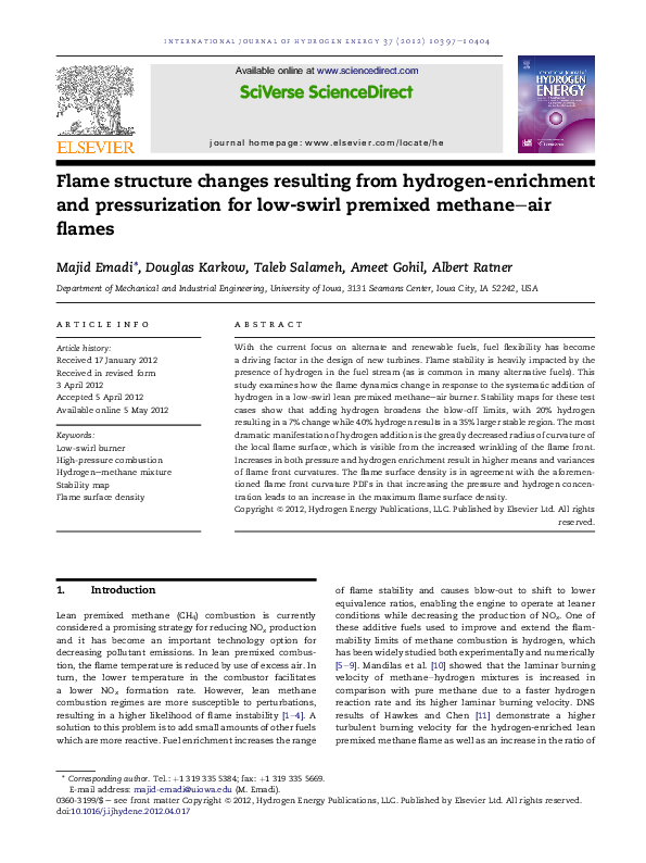 (PDF) Flame structure changes resulting from hydrogen-enrichment and pressurization for low ...