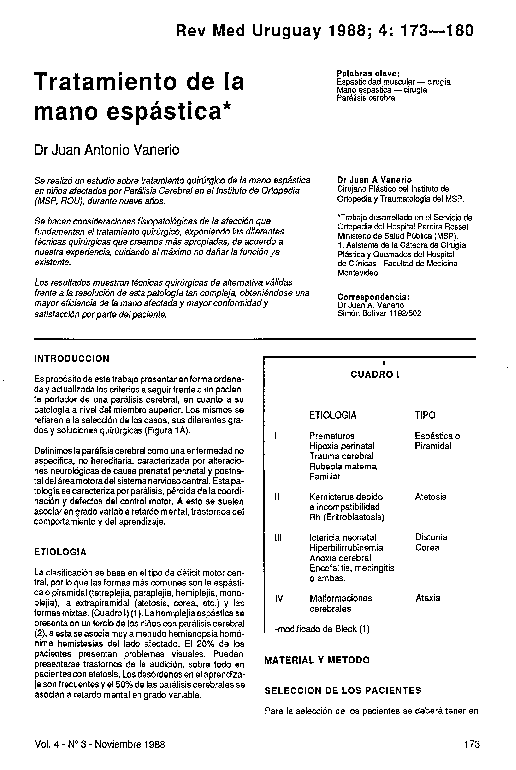 (PDF) Tratamiento de la mano espástica