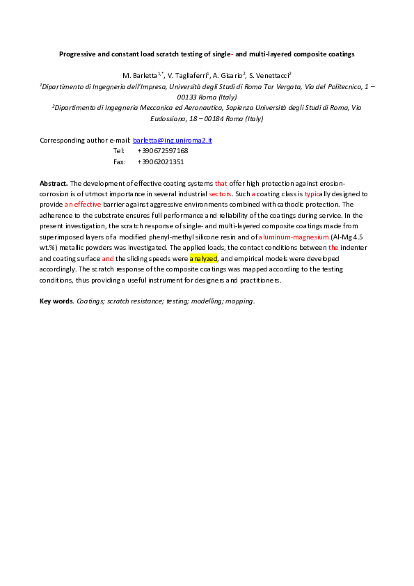 (PDF) Progressive and constant load scratch testing of single- and ...