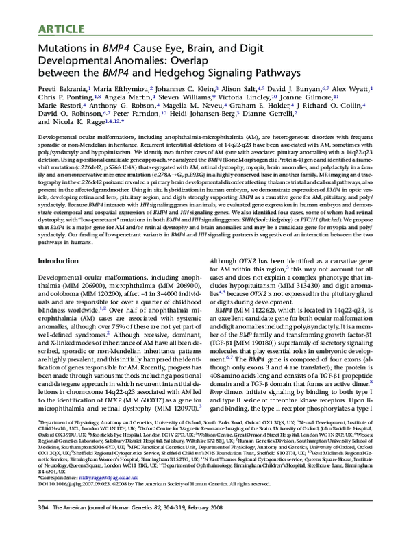 (PDF) Mutations in BMP4 Cause Eye, Brain, and Digit Developmental ...