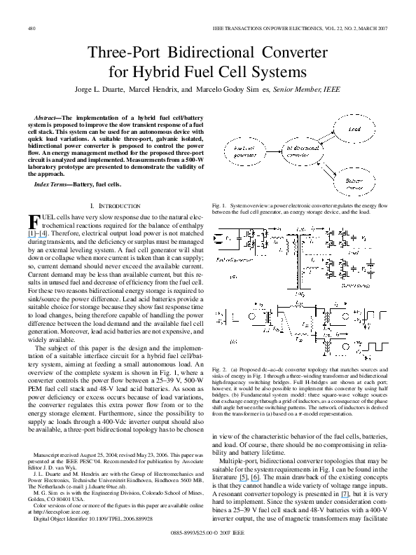 (PDF) Three-Port Bidirectional Converter for Hybrid Fuel Cell Systems