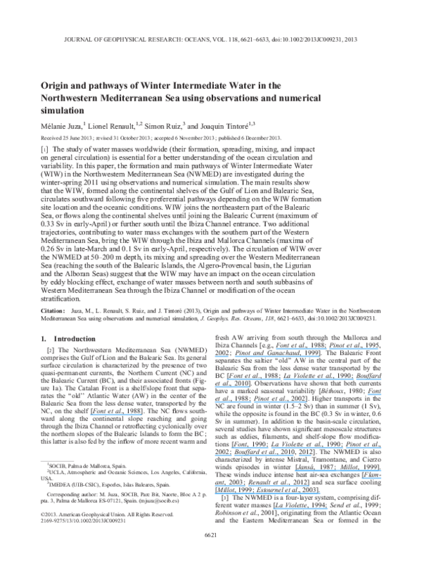 (PDF) Origin and pathways of the Winter Intermediate Water in the ...