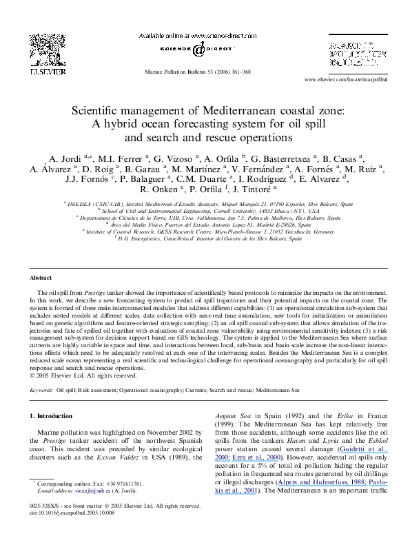 Pdf Scientific Management Of Mediterranean Coastal Zone A Hybrid Ocean Forecasting System For