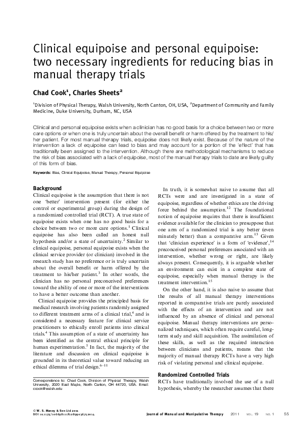 (PDF) Clinical equipoise and personal equipoise: two necessary ...