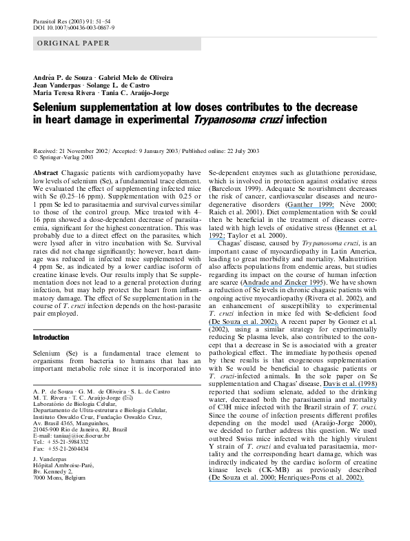 (PDF) Selenium supplementation at low doses contributes to the decrease ...