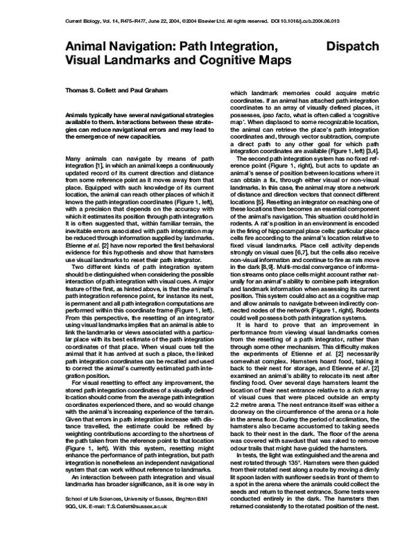 (PDF) Animal Navigation: Path Integration, Visual Landmarks and ...