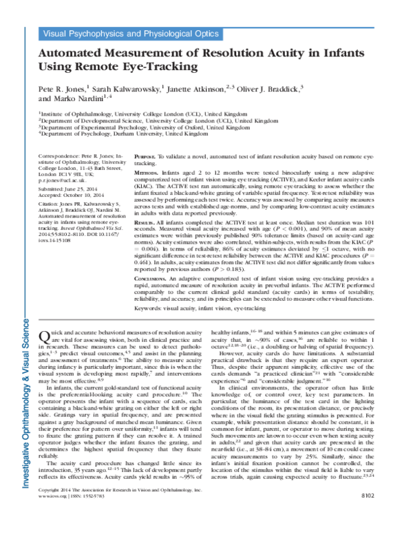 (PDF) Automated measurement of resolution acuity in infants using ...