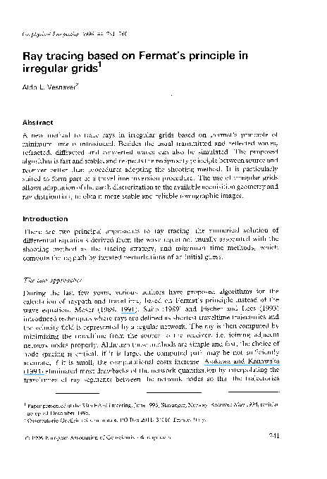 (PDF) Ray tracing based on Fermat's principle in irregular grids1