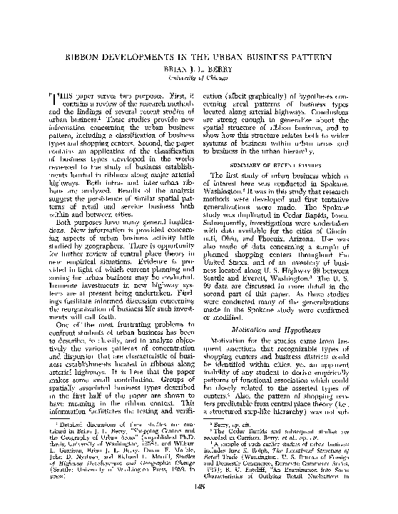 (PDF) Ribbon Developments in the Urban Business Pattern