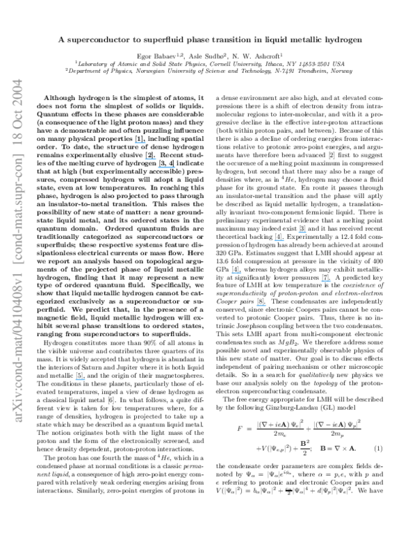(PDF) A superconductor to superfluid phase transition in liquid ...
