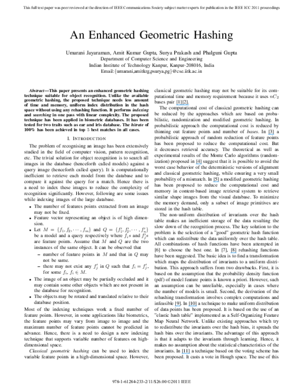(PDF) An Enhanced Geometric Hashing