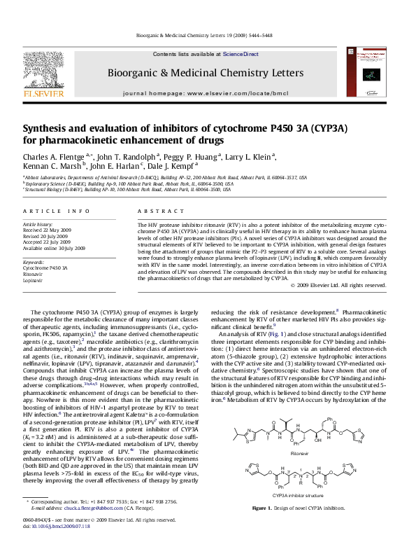 (PDF) Synthesis and evaluation of inhibitors of cytochrome P450 3A ...