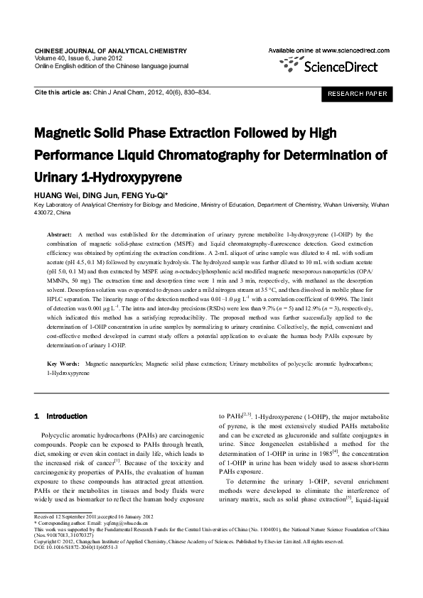 (PDF) Magnetic solid phase extraction followed by high-performance ...