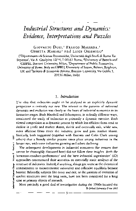 (PDF) Industrial Structures and Dynamics: Evidence, Interpretations and ...