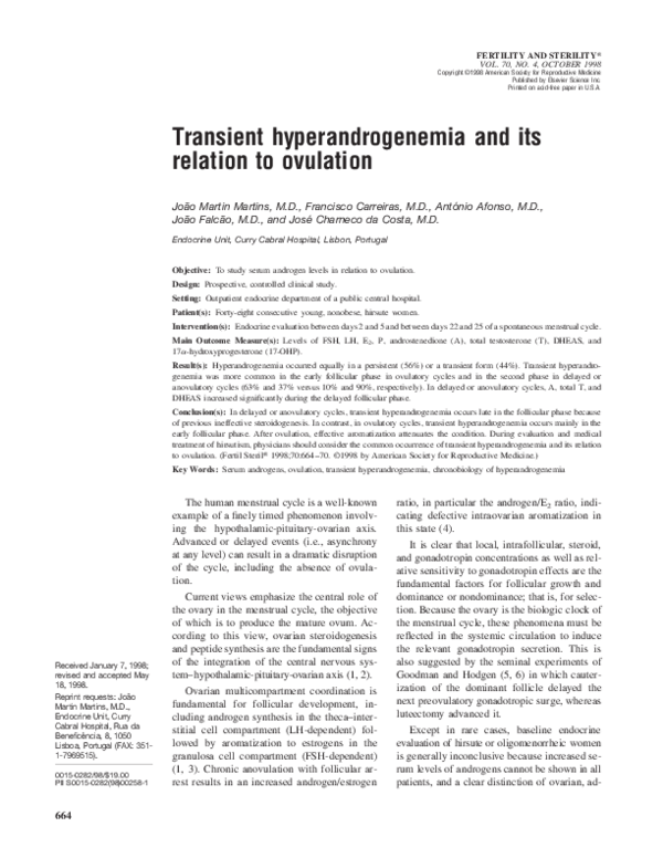 (PDF) Transient hyperandrogenemia and its relation to ovulation