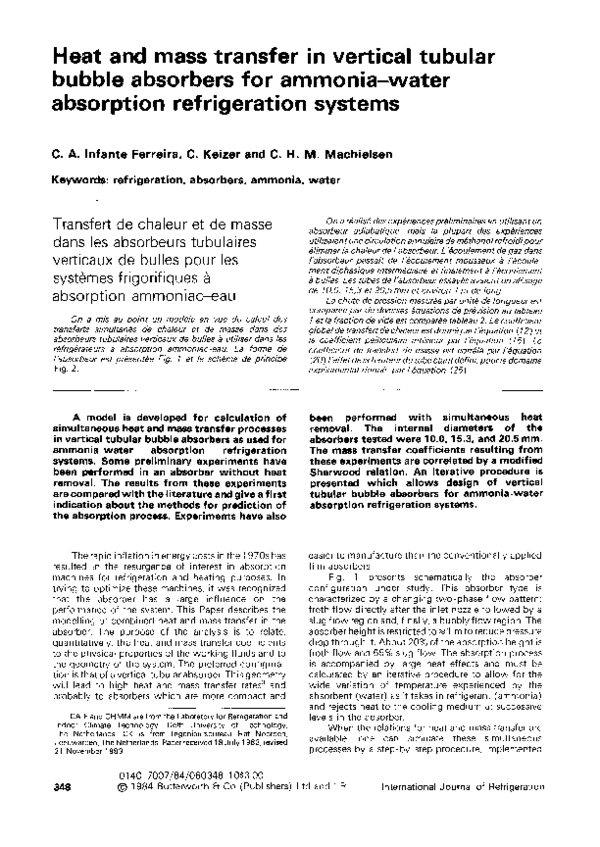 (PDF) Heat and mass transfer in vertical tubular bubble absorbers for ammonia-water absorption ...