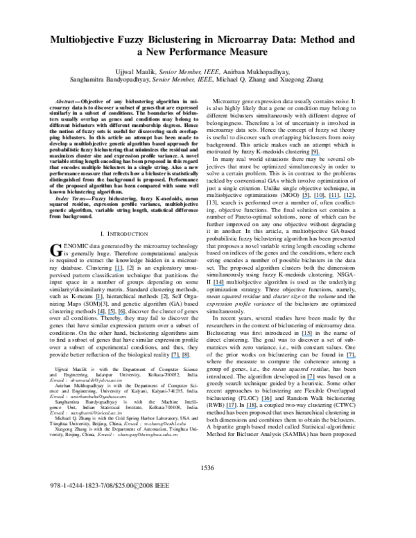 (PDF) Multiobjective Fuzzy Biclustering In Microarray Data: Method and a New Performance Measure