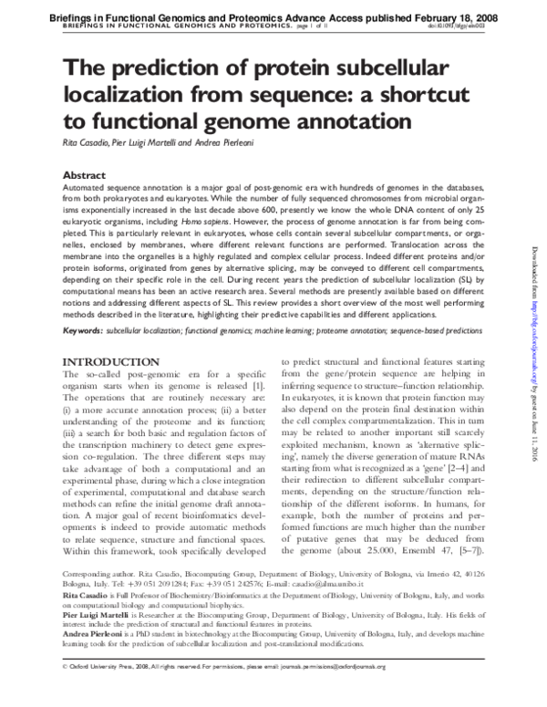 Pdf Prediction Of Protein Subcellular Localization By Incorporating Multiobjective Pso Based