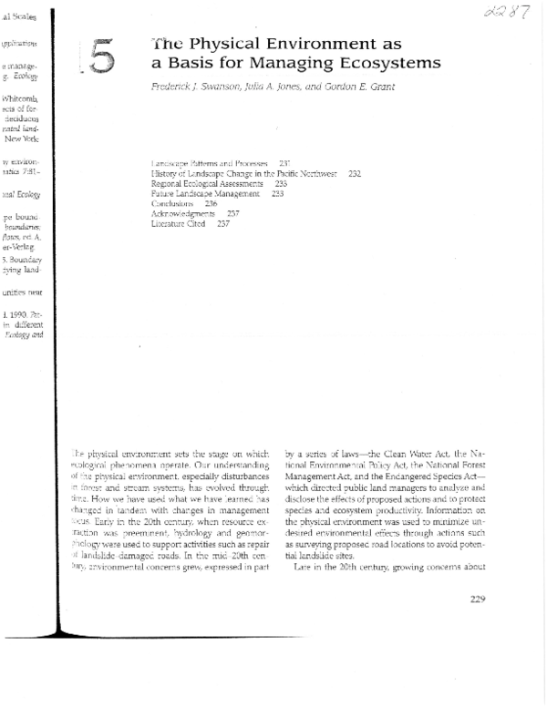 (PDF) The physical environment as a basis for managing ecosystems